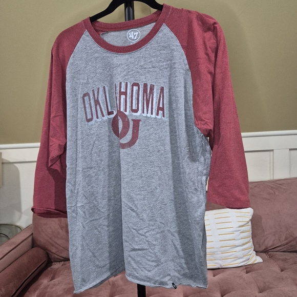 47 | Shirts | 47 Oklahoma Long Sleeve Raglan Tee Red And Gray 871225 ...